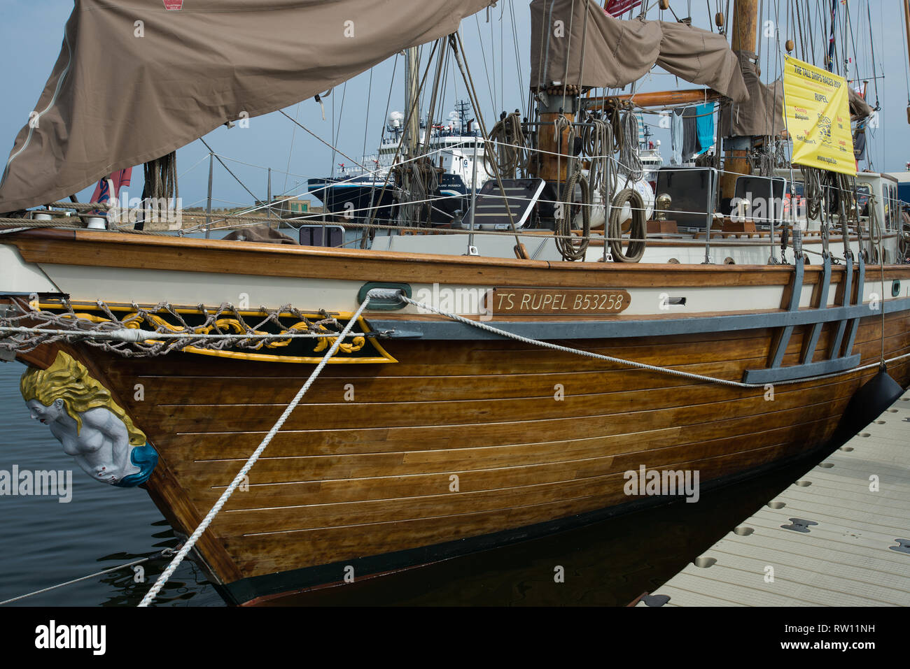 The Tall Ship T S Rupel tied up in the port of Sunderland Stock Photo ...