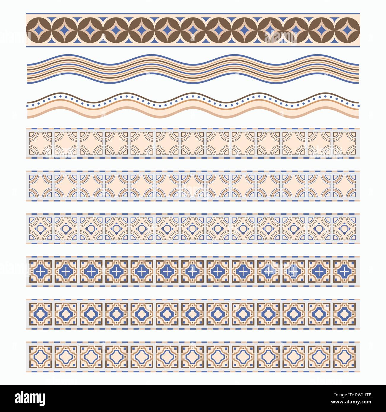 Set of borders, brushes, frames for scrapbook, decorations, templates ...
