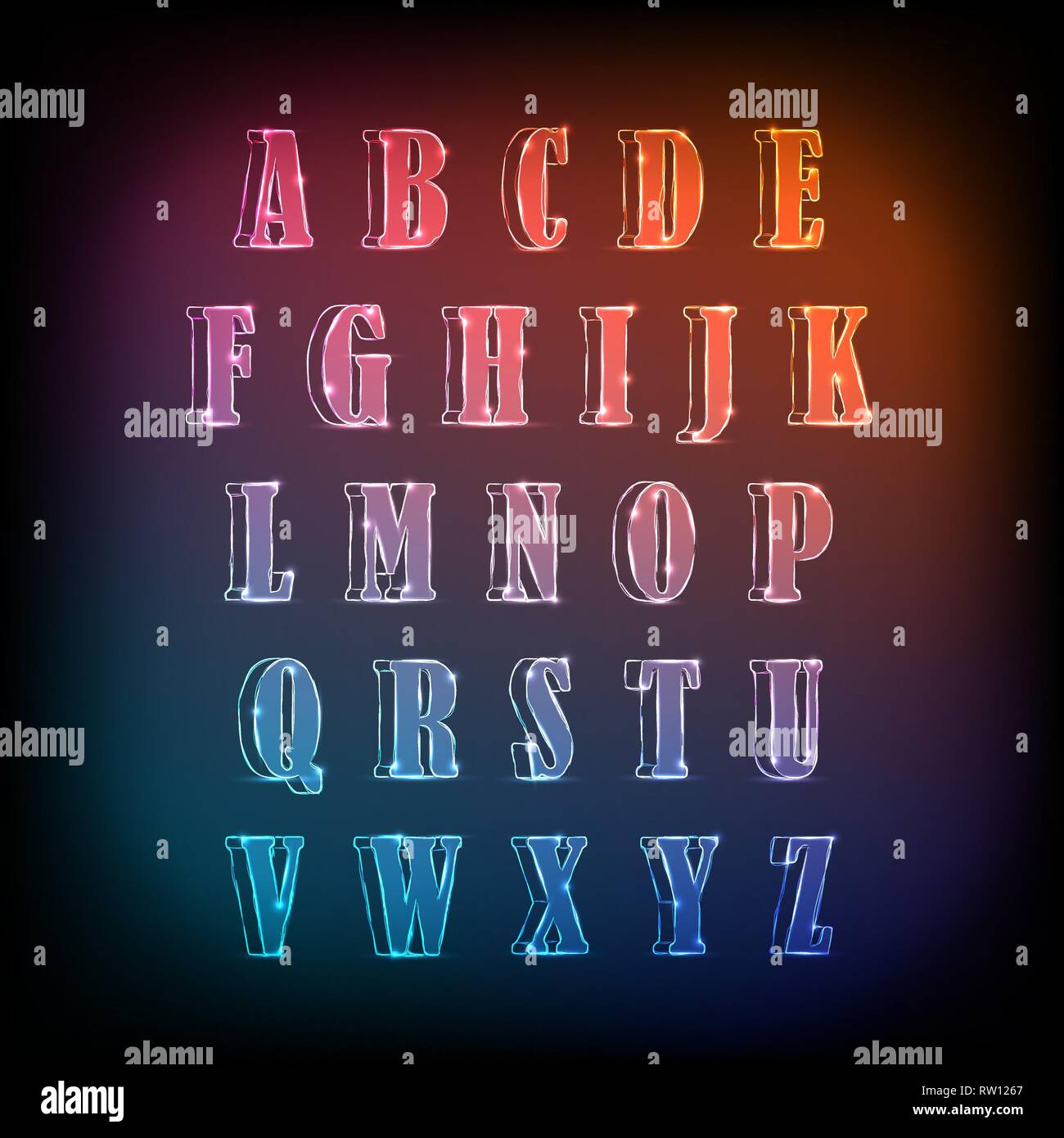 Neon Glow alphabet vector illustration Stock Vector Image & Art - Alamy