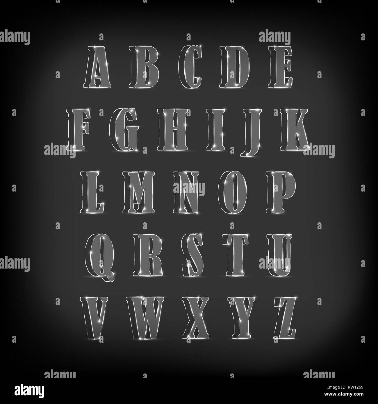 Neon alphabet vector Black and White Stock Photos & Images - Alamy