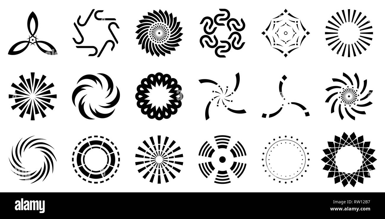 Set of abstract geometric s ymmetric center shapes. Collection of ...