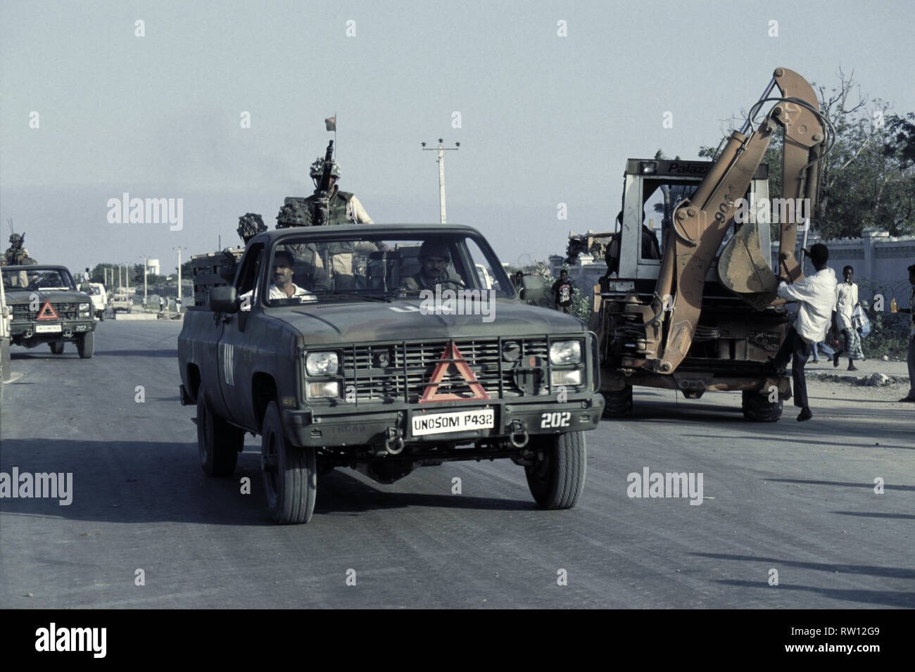 17th October 1993 Pakistani soldiers in their pick-up trucks, not far ...