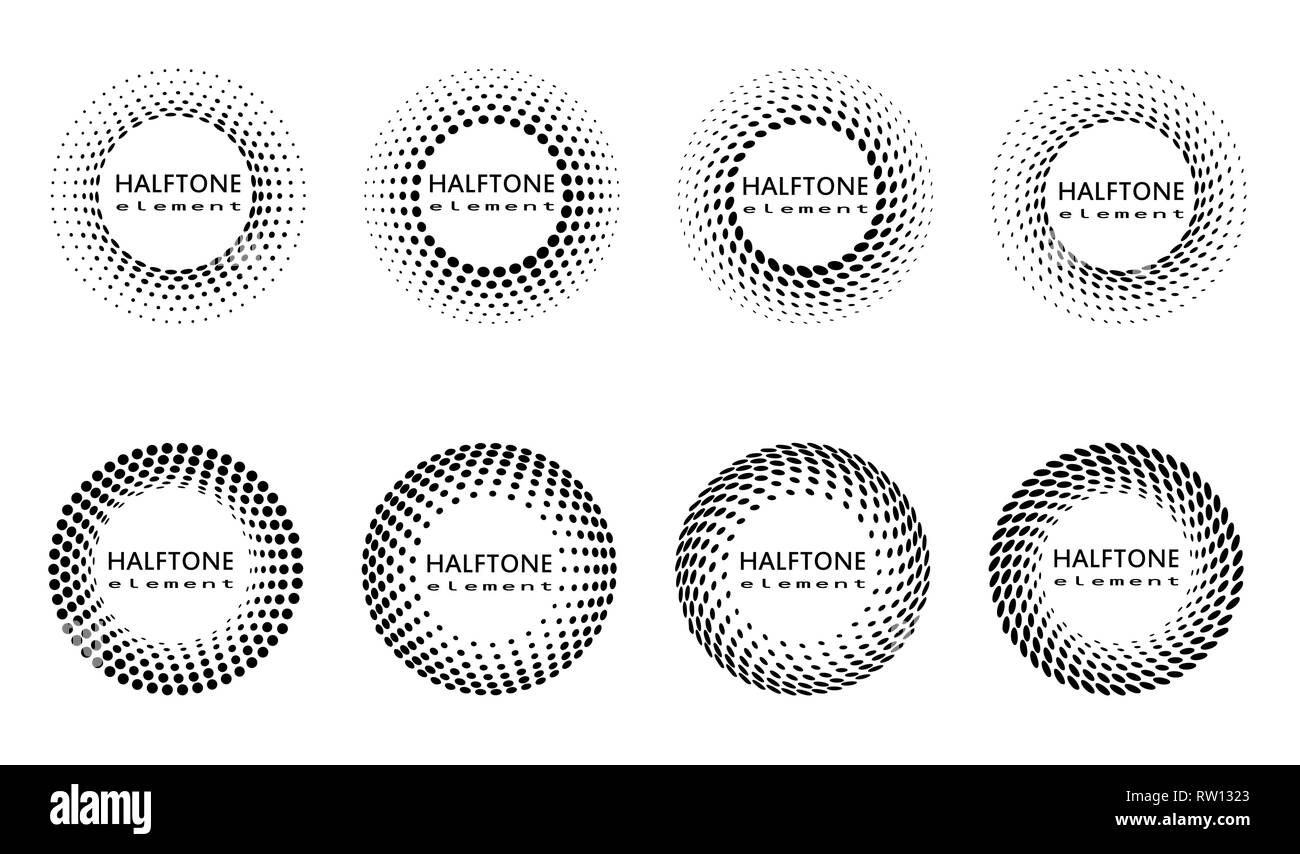 Set of halftone desinger elements, vector illustration Stock Vector ...