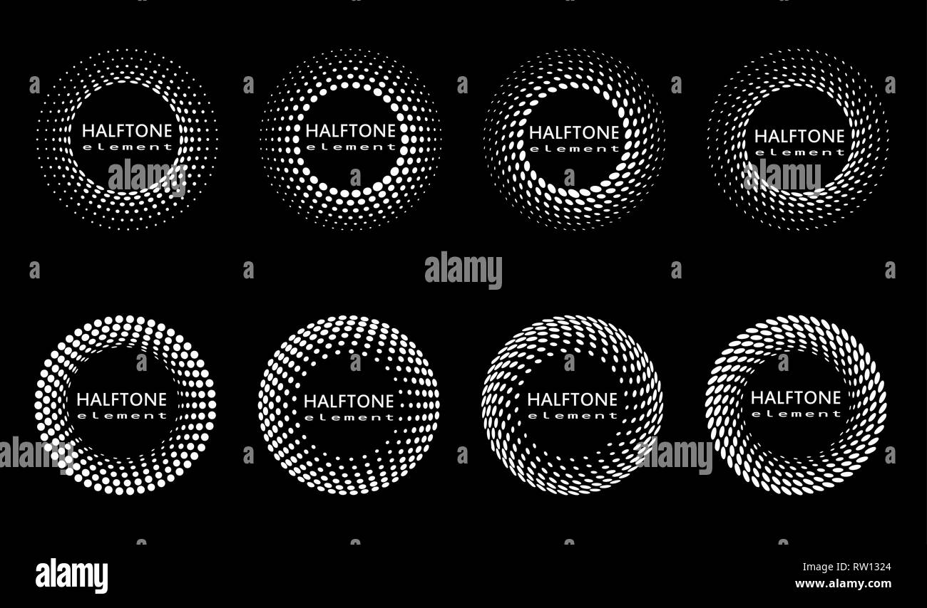 Set of halftone desinger elements, vector illustration Stock Vector ...