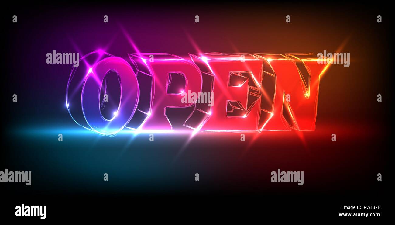 Neon open sign Stock Vector Image & Art - Alamy