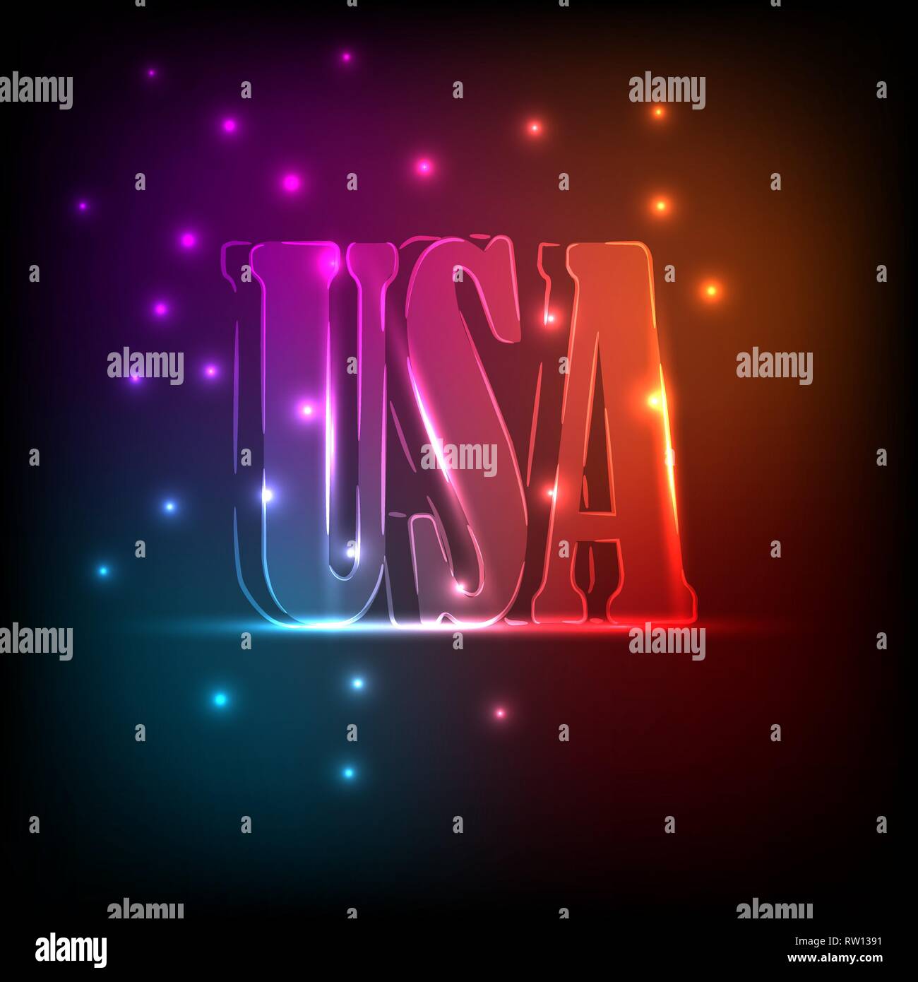 Neon sign usa night Stock Vector Images - Alamy