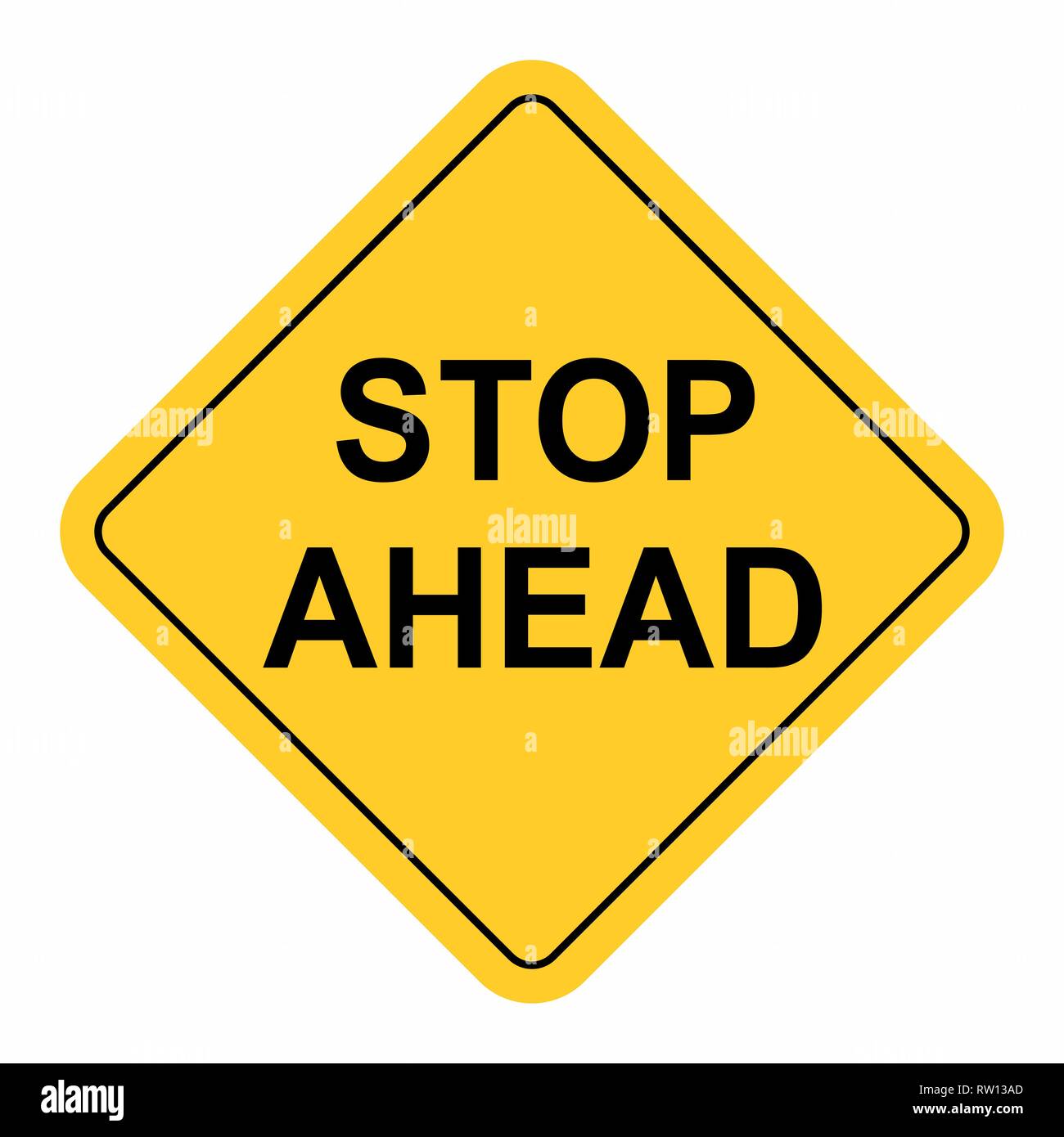 The stop ahead road sign. Colorful ollustration Stock Vector Image ...