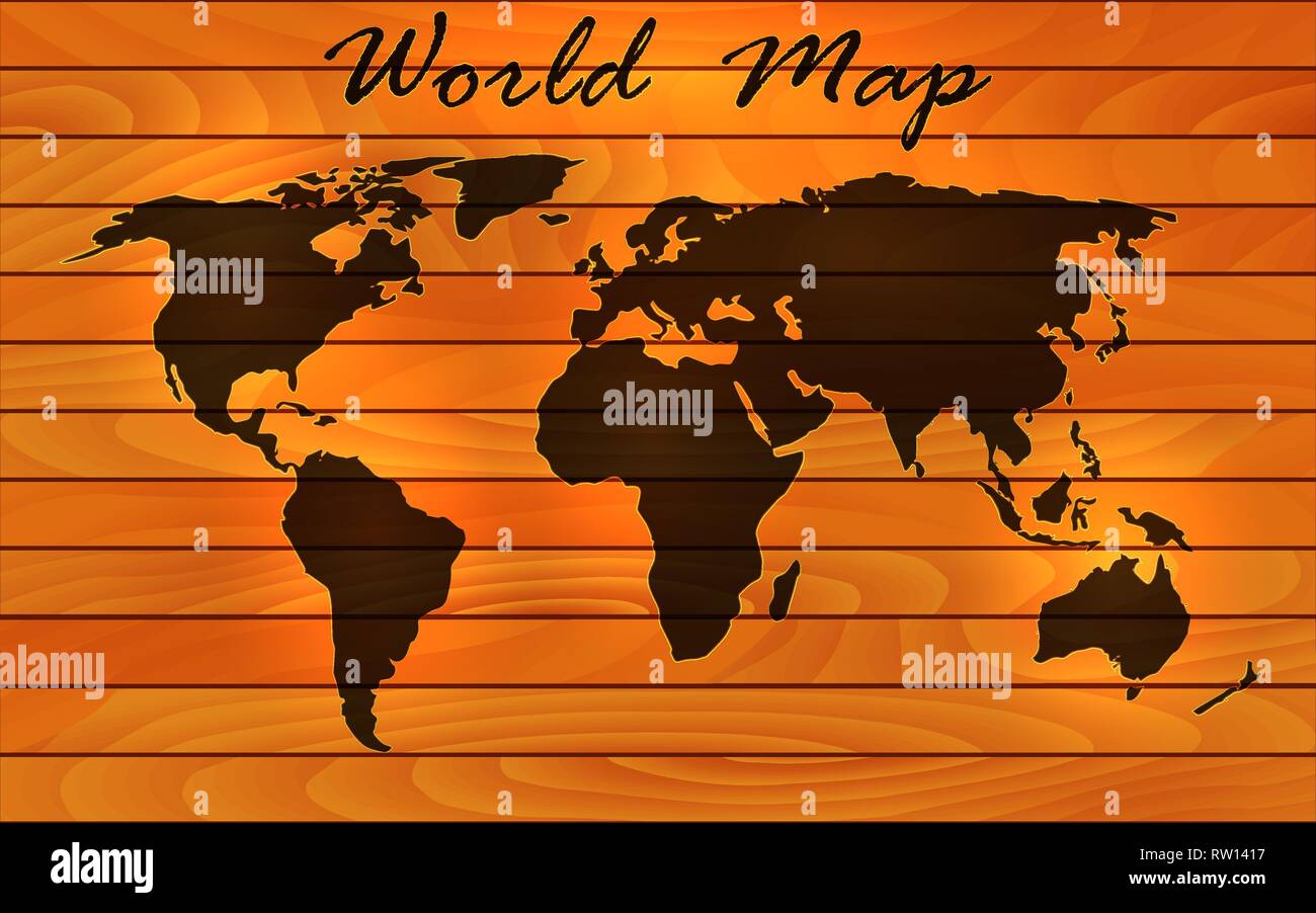 Wood texture surface natural color use for background with world map ...