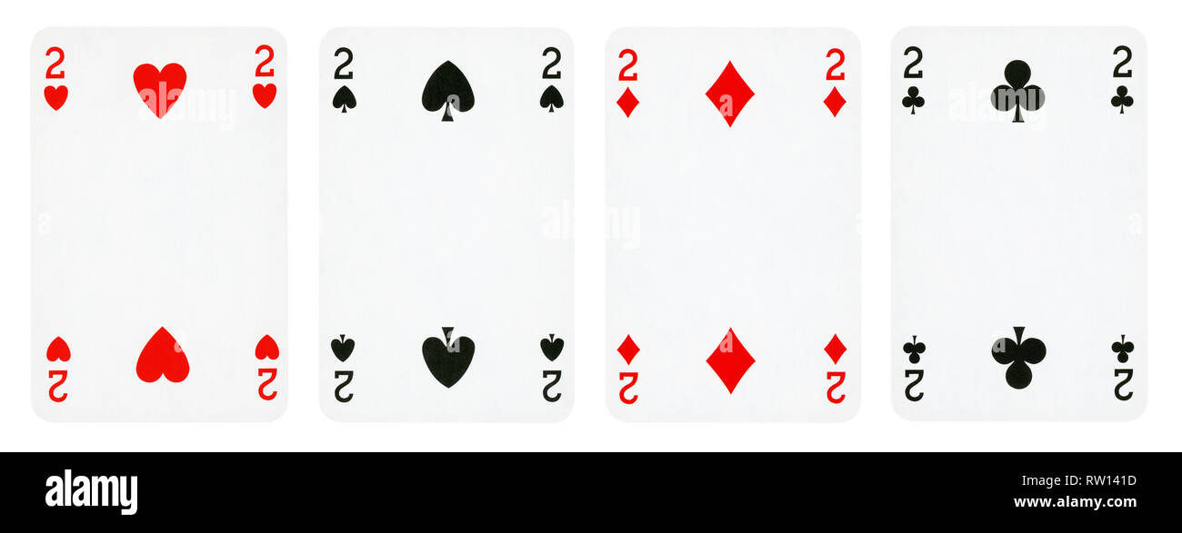 Four Playing Cards Isolated on White Background, Showing Two from Each ...