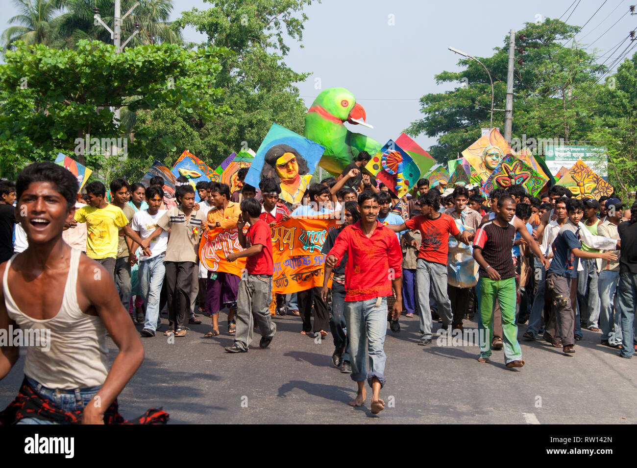 A colourful rally brings out from the Khulna Art Collage to celebrate ...