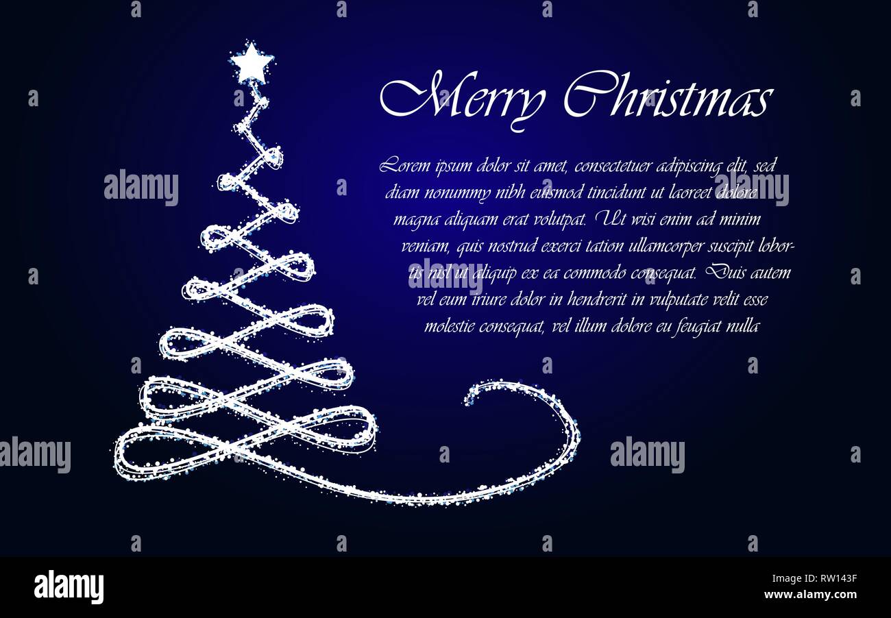 blue xmas card, christmas tree background, vector illustration Stock ...