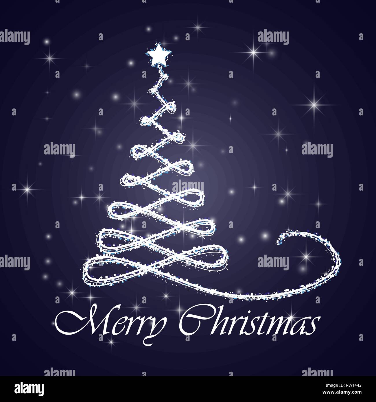 blue xmas card, christmas tree background, vector illustration Stock ...
