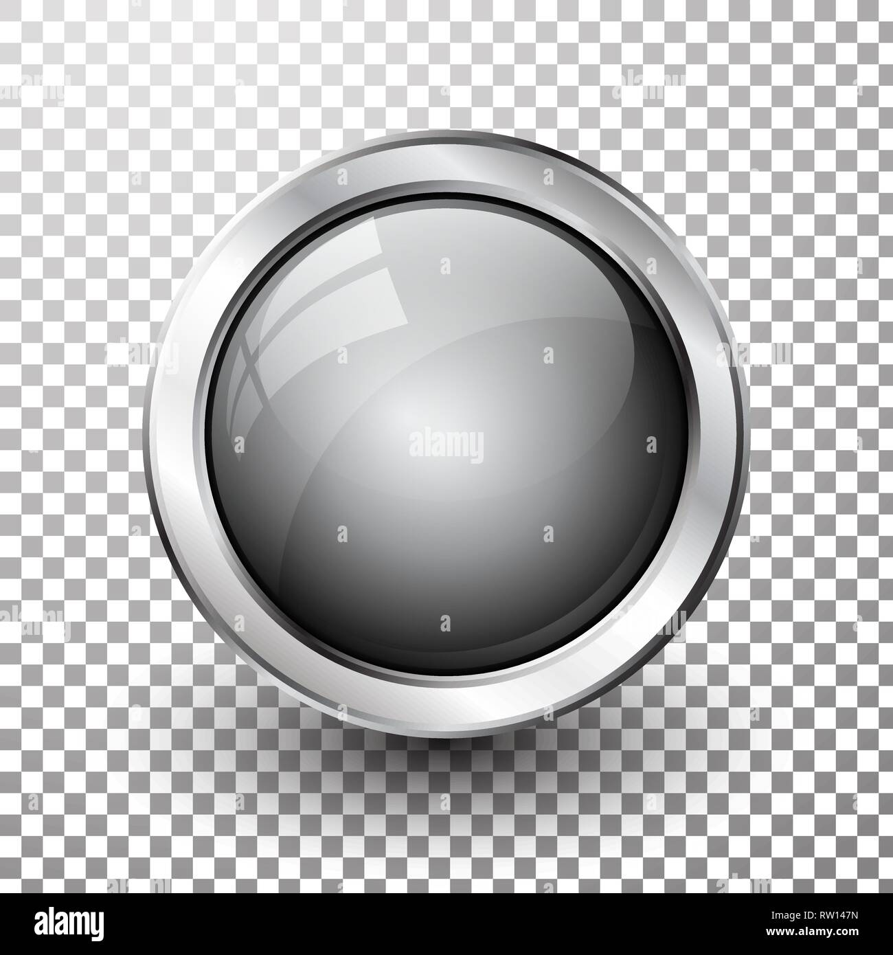 Grey shiny button with metallic elements, vector design for website ...