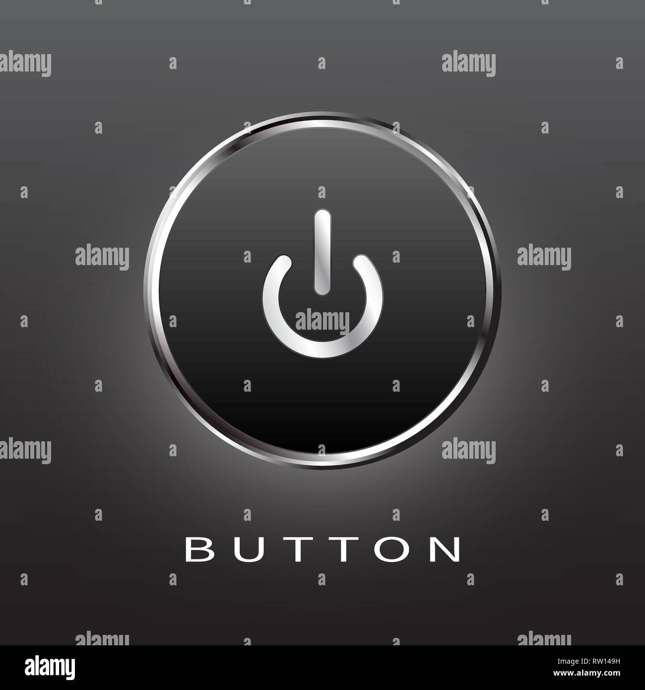 Power silwer button with Switch icon, vector illustration Stock Vector ...