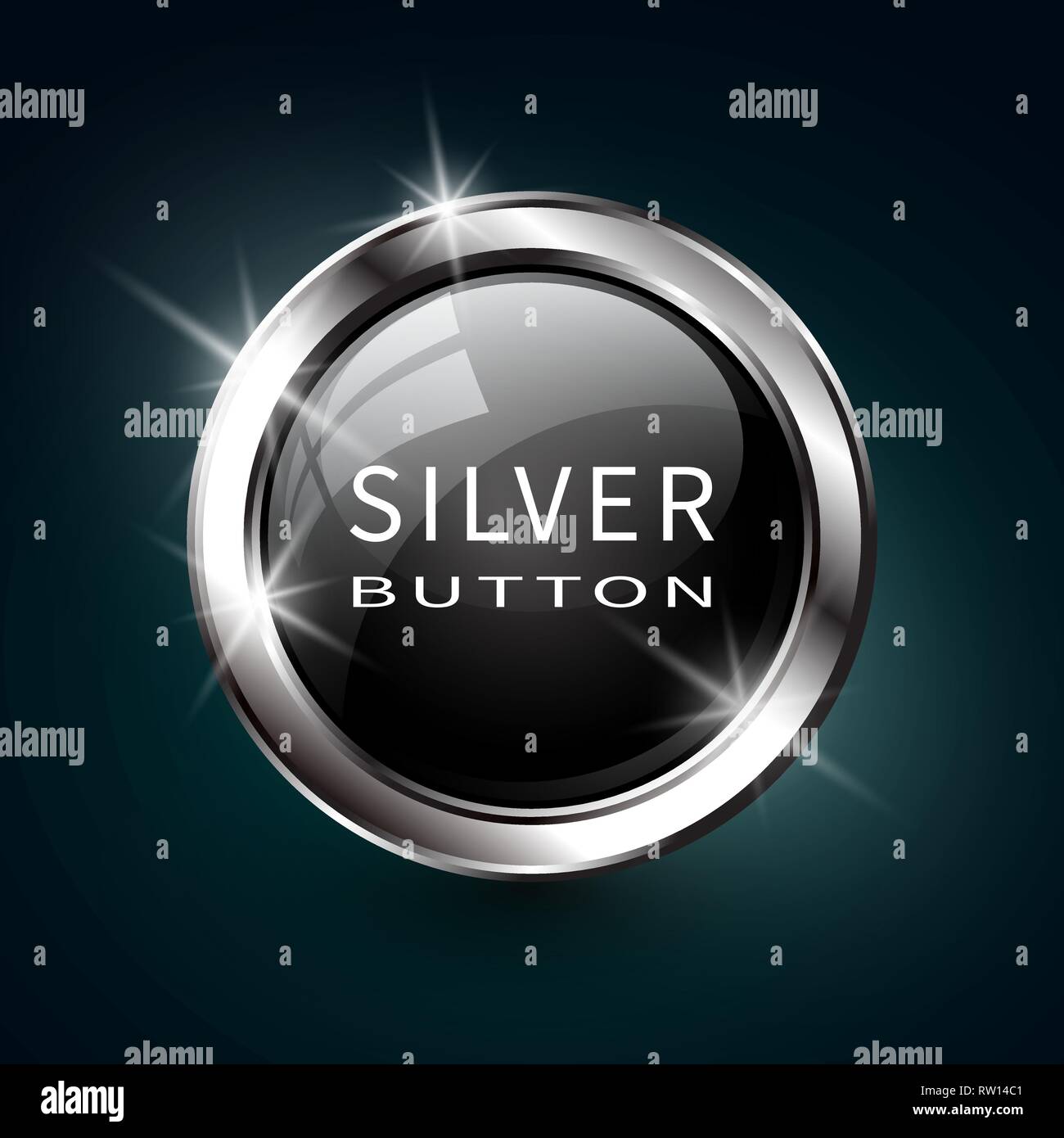 Silver shiny modern element. Silver Web button. Vector sticker. Part of ...