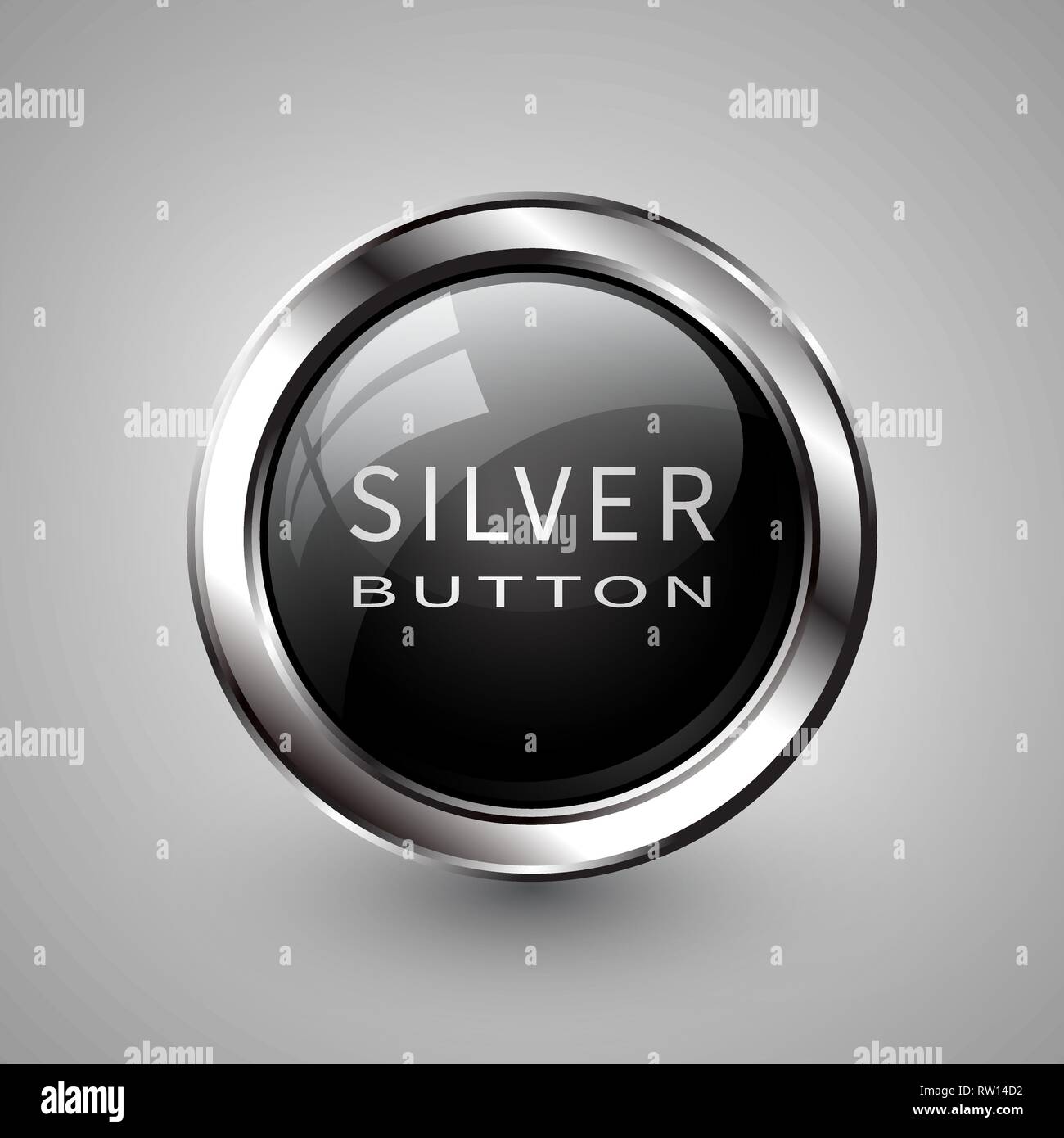 Silver shiny modern element. Silver Web button. Vector sticker. Part of ...