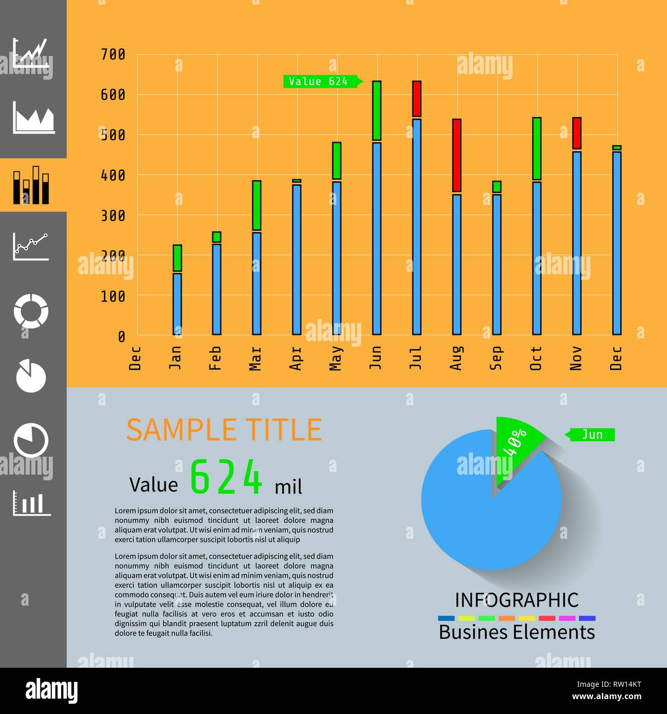 Simple infographic dashboard template with flat design graphs and ...