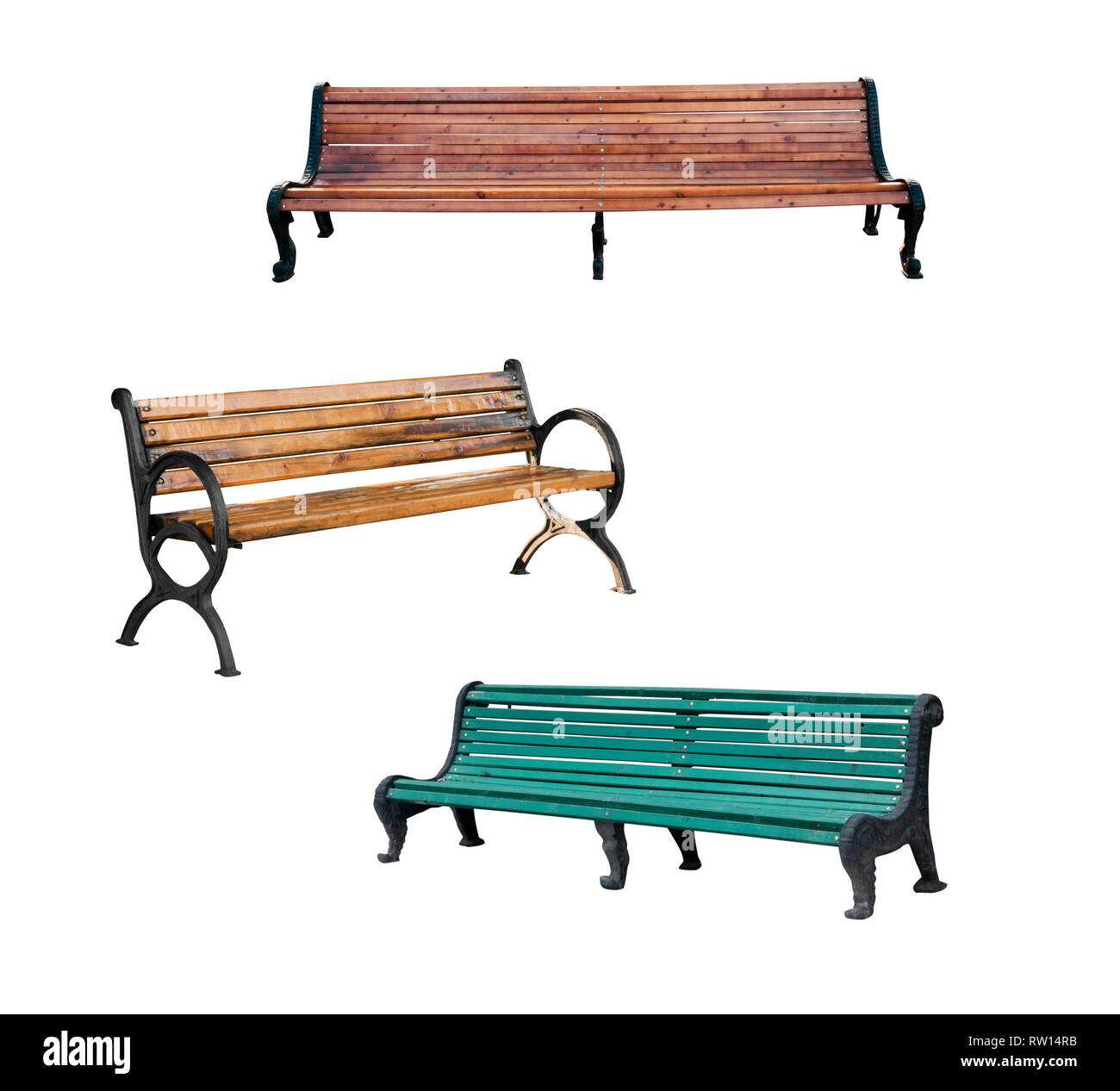 Antique wood benches Cut Out Stock Images & Pictures - Alamy