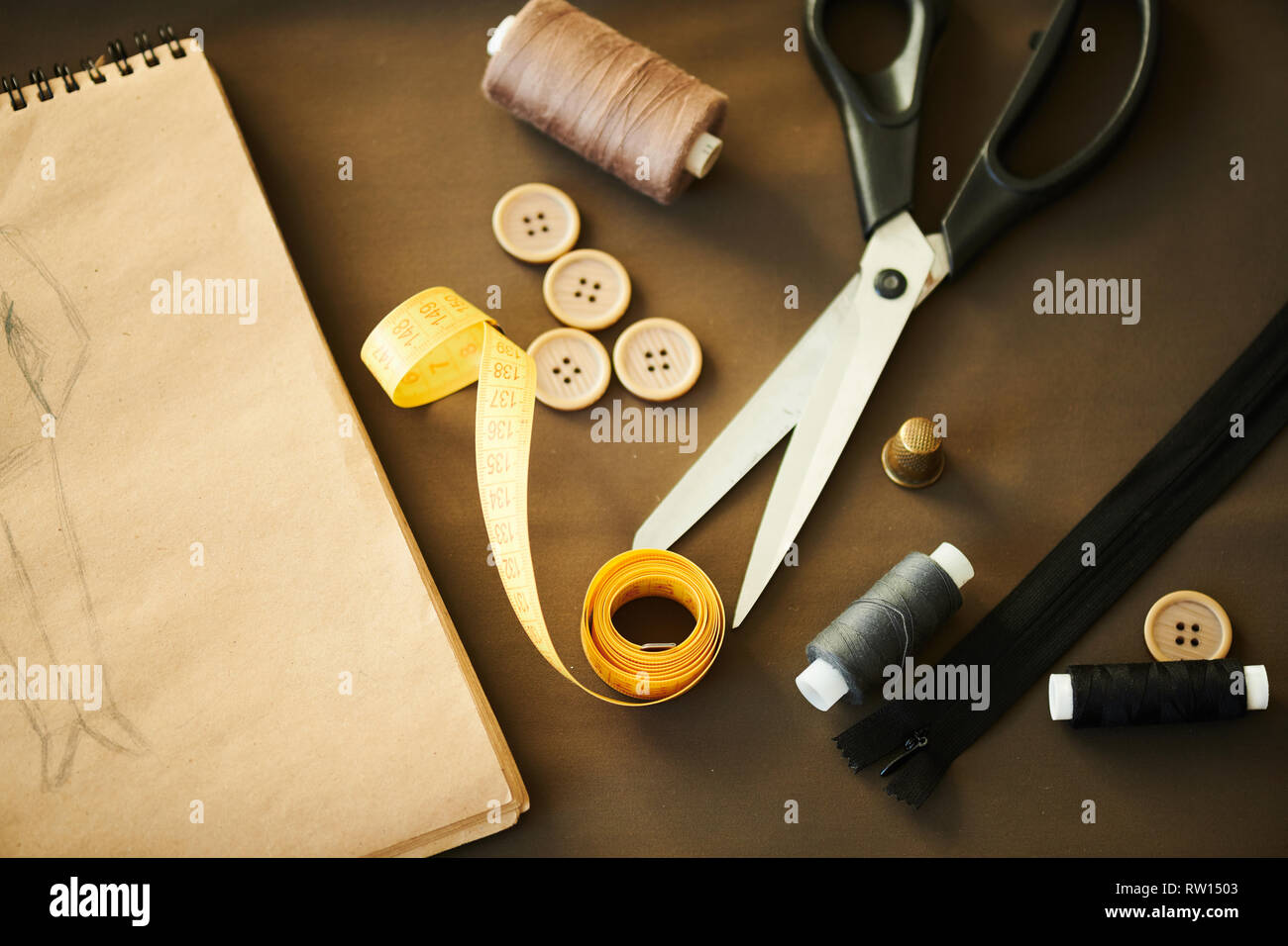 Stuff of fashion designer Stock Photo - Alamy