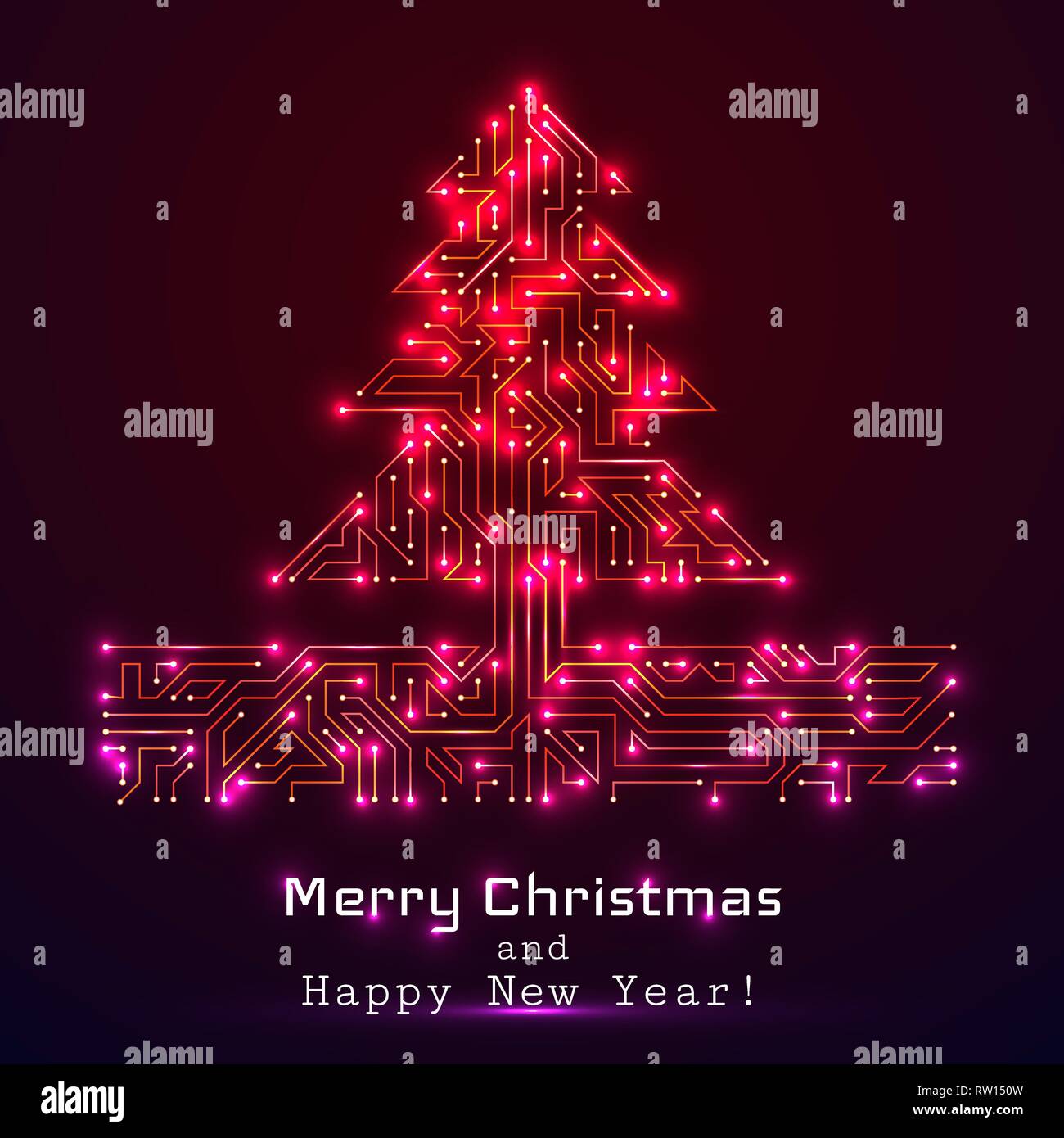 Vector christmas tree from digital electronic circuit Stock Vector ...