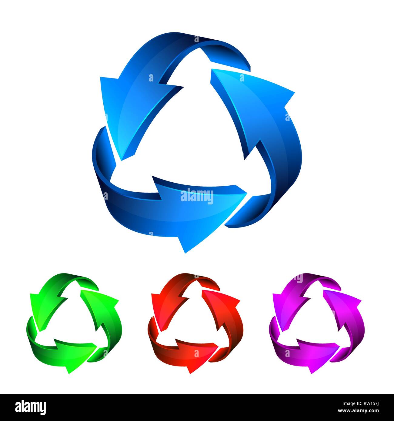 Blue red green pink recycle arrows, recycle simbol, vector Stock Vector ...