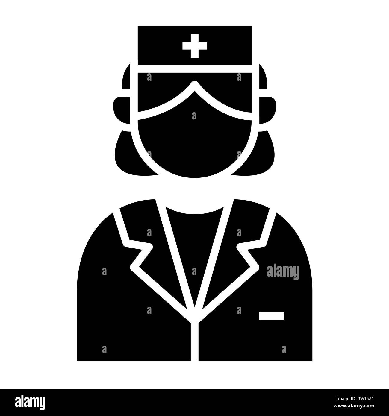 Nurse Icon, Vector Illustration, Healthcare Outline Stock Photo - Alamy