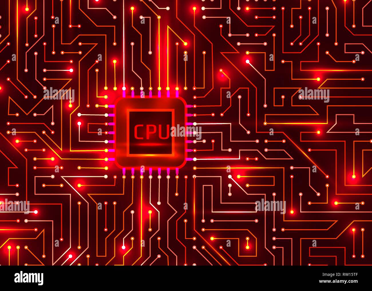 hi tech digital redbackground, cpu, vector Stock Vector Image & Art - Alamy