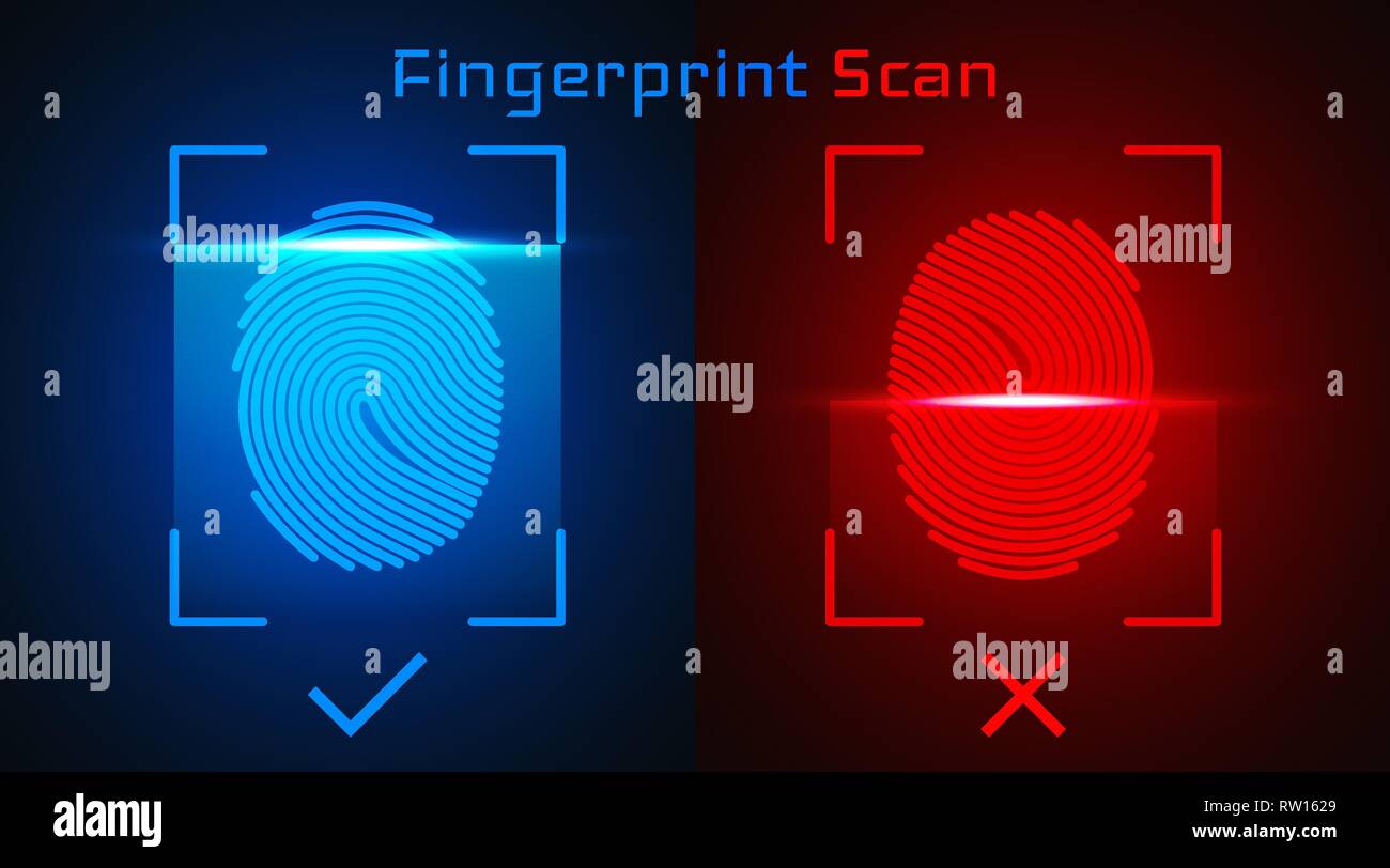Electronic fingerprint scan. Passed and not passed authorization Stock ...