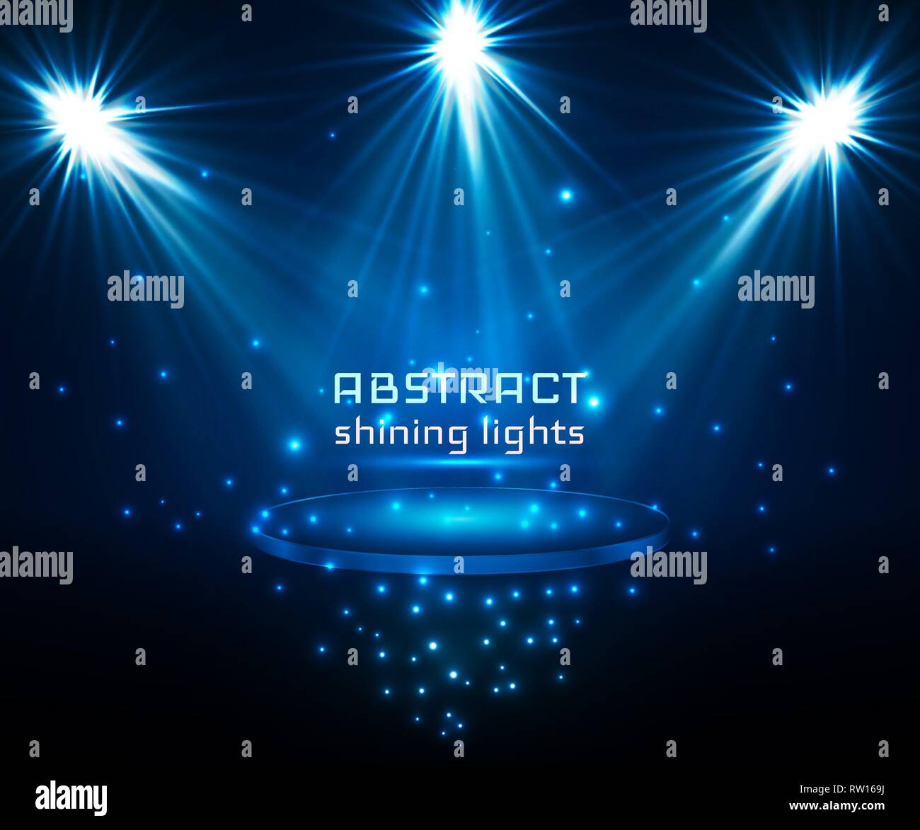 Stage Spot Lighting Magic Light Blue Vector Background Stock Vector