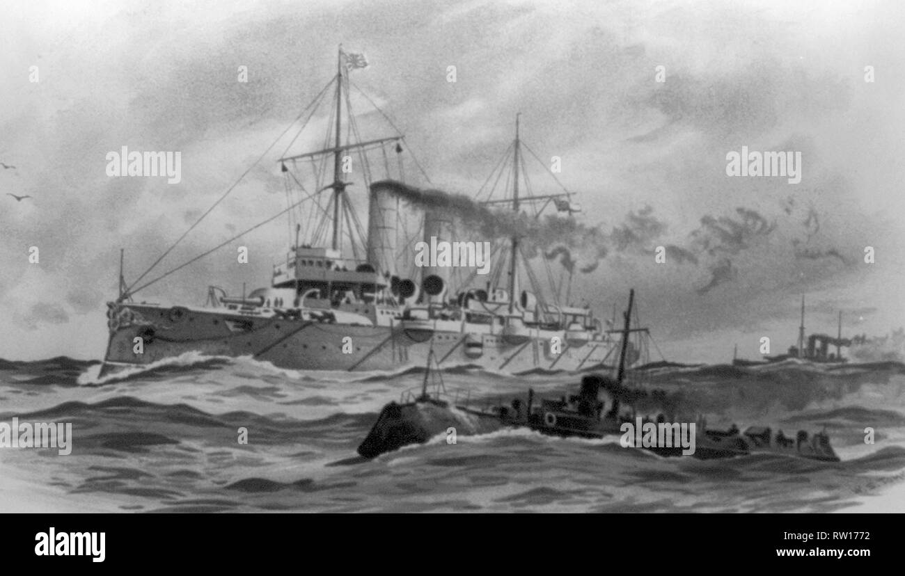 drawing of HMS Blenheim steel class cruiser built 1890 Image updated ...