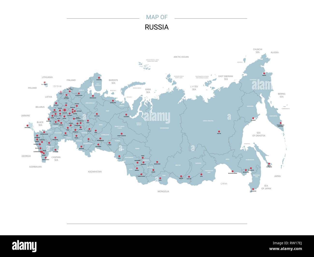 Russia political map cities Stock Vector Images - Alamy