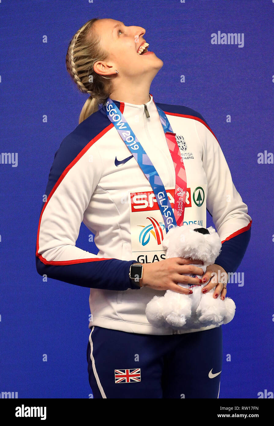 Great britains holly bradshaw celebrates winning pole vault hi-res ...