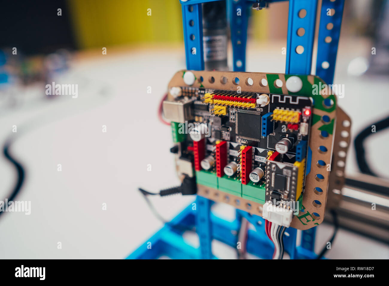Electronic circuit board with processor and wires Stock Photo - Alamy