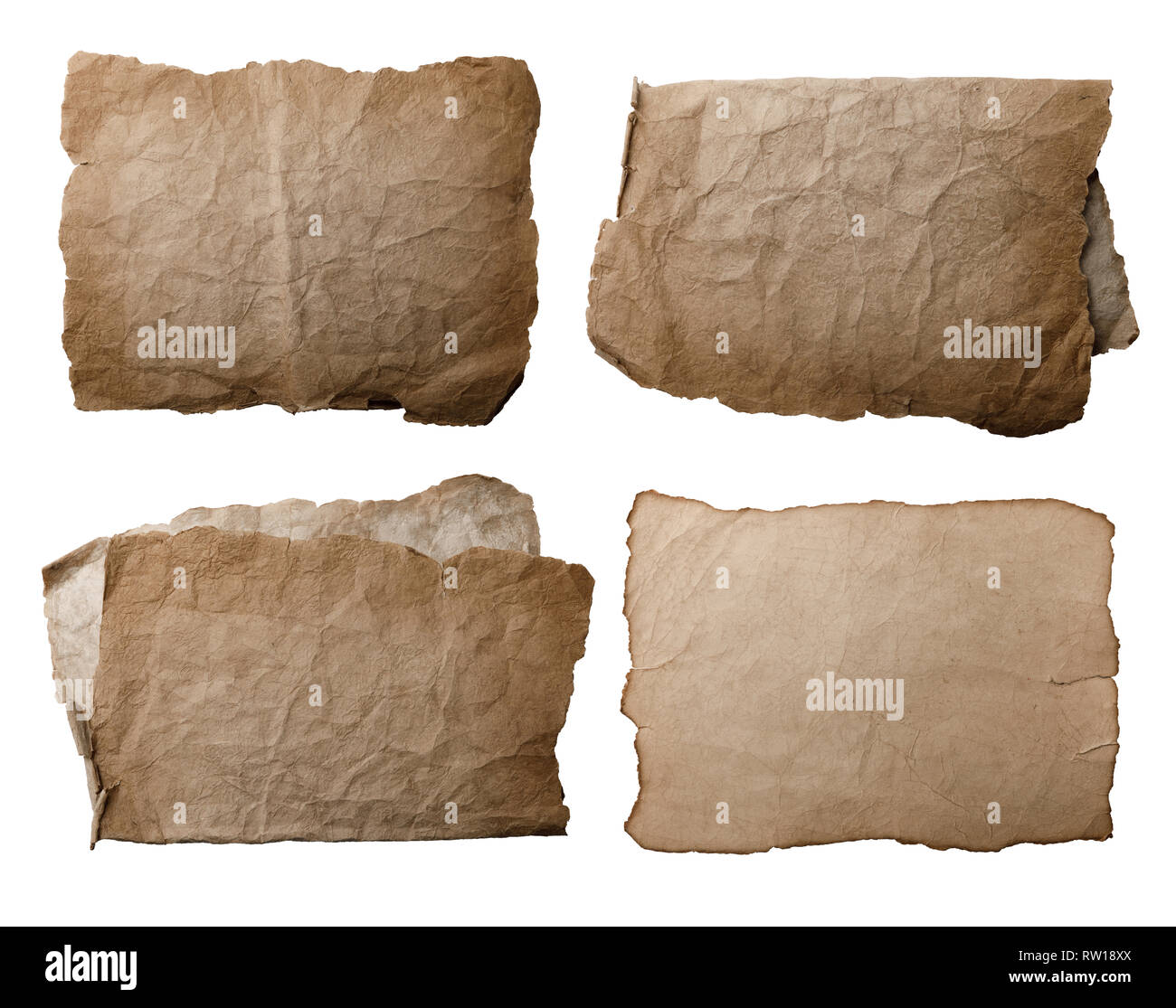 antique blank parchment sheets isolated on white Stock Photo - Alamy