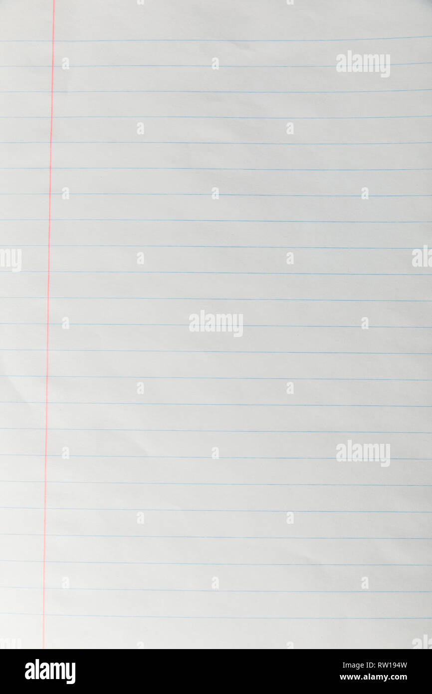 top view of blank lined paper sheet Stock Photo - Alamy