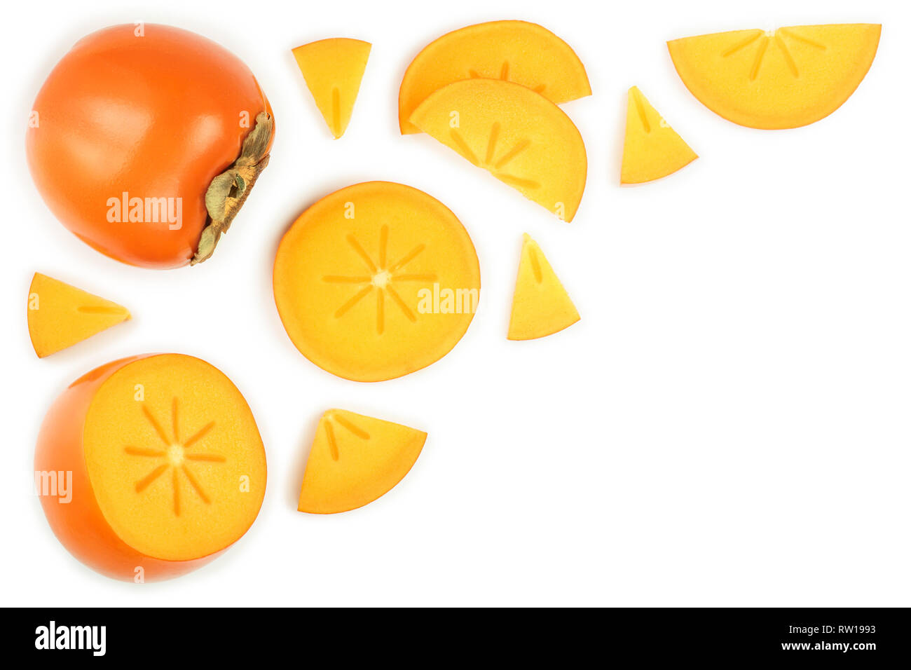 persimmon slice isolated on white background with copy space for your ...