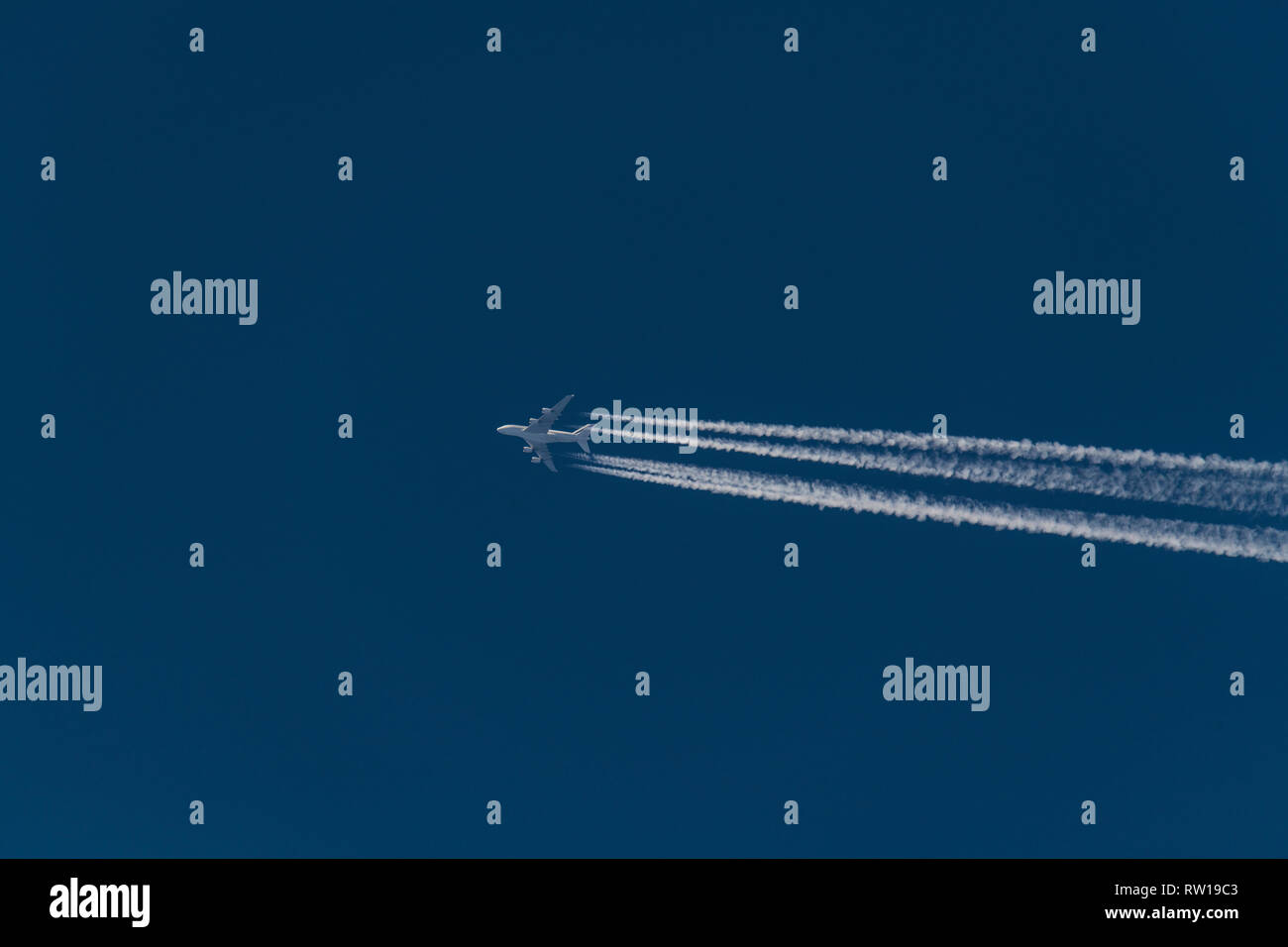 Airbus A380, double-deck, wide-body, four-engine jet airliner flying at ...