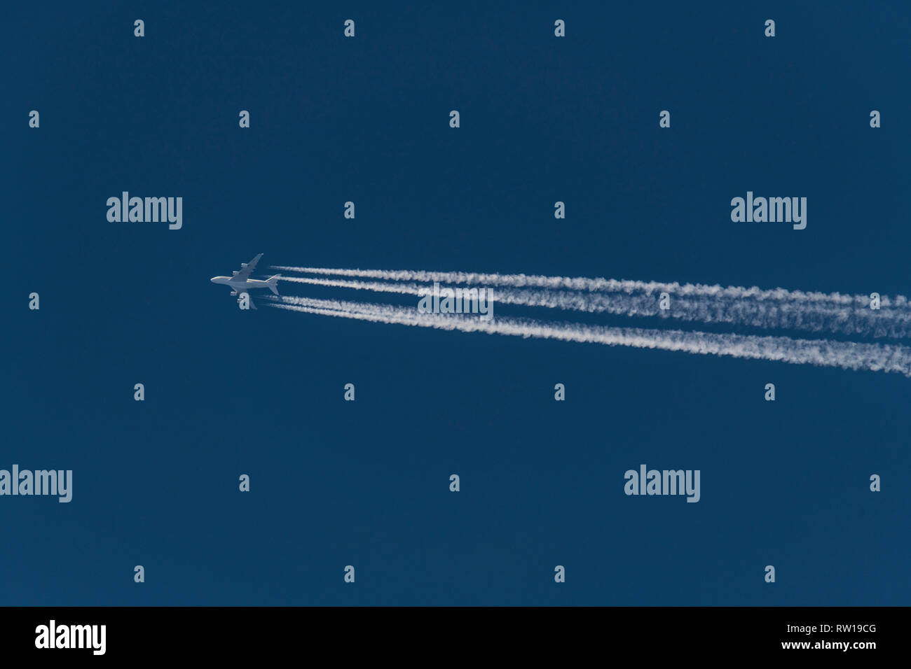 Airbus A380, double-deck, wide-body, four-engine jet airliner flying at ...