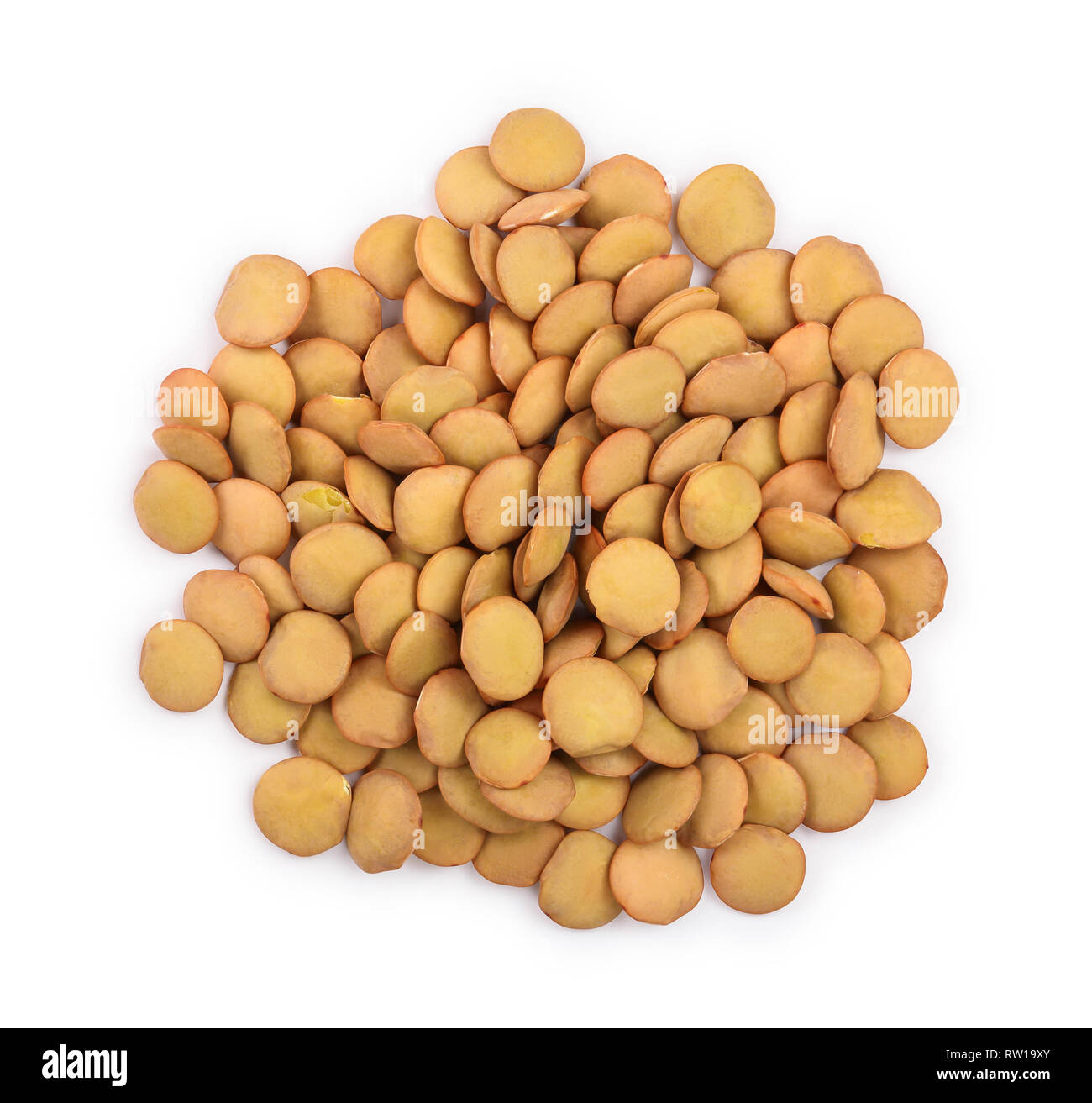 Pile of green lentil isolated on white background. Top view Stock Photo - Alamy