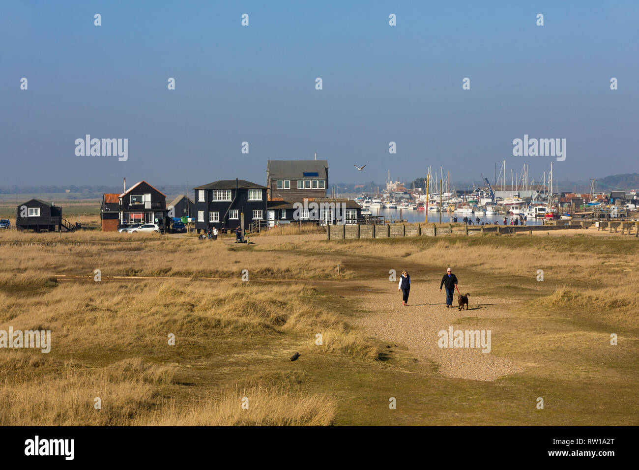 Wooden buildings at the harbour, Walberswick, Suffolk, UK Stock Photo ...
