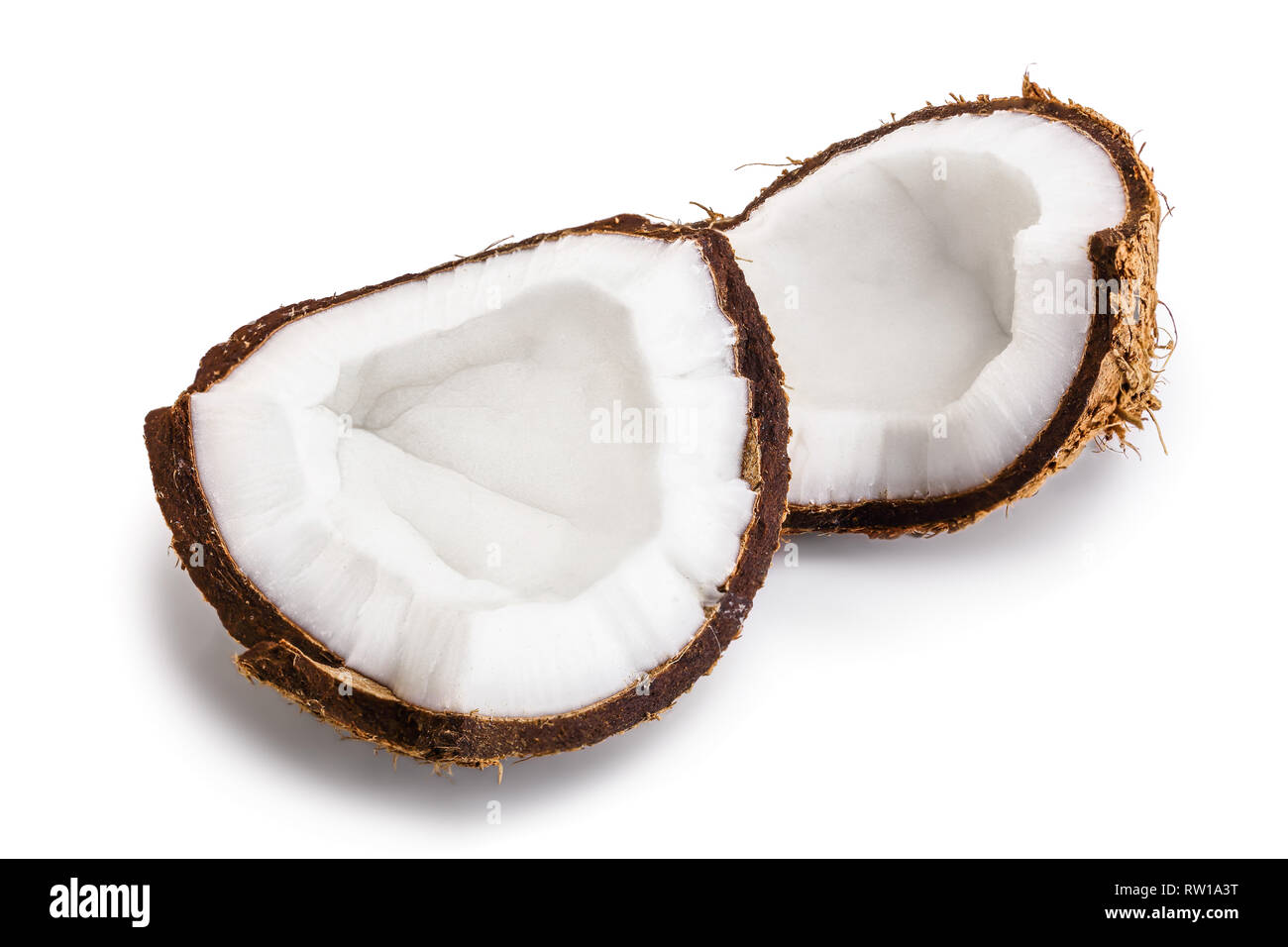 half of coconut isolated on white background Stock Photo - Alamy