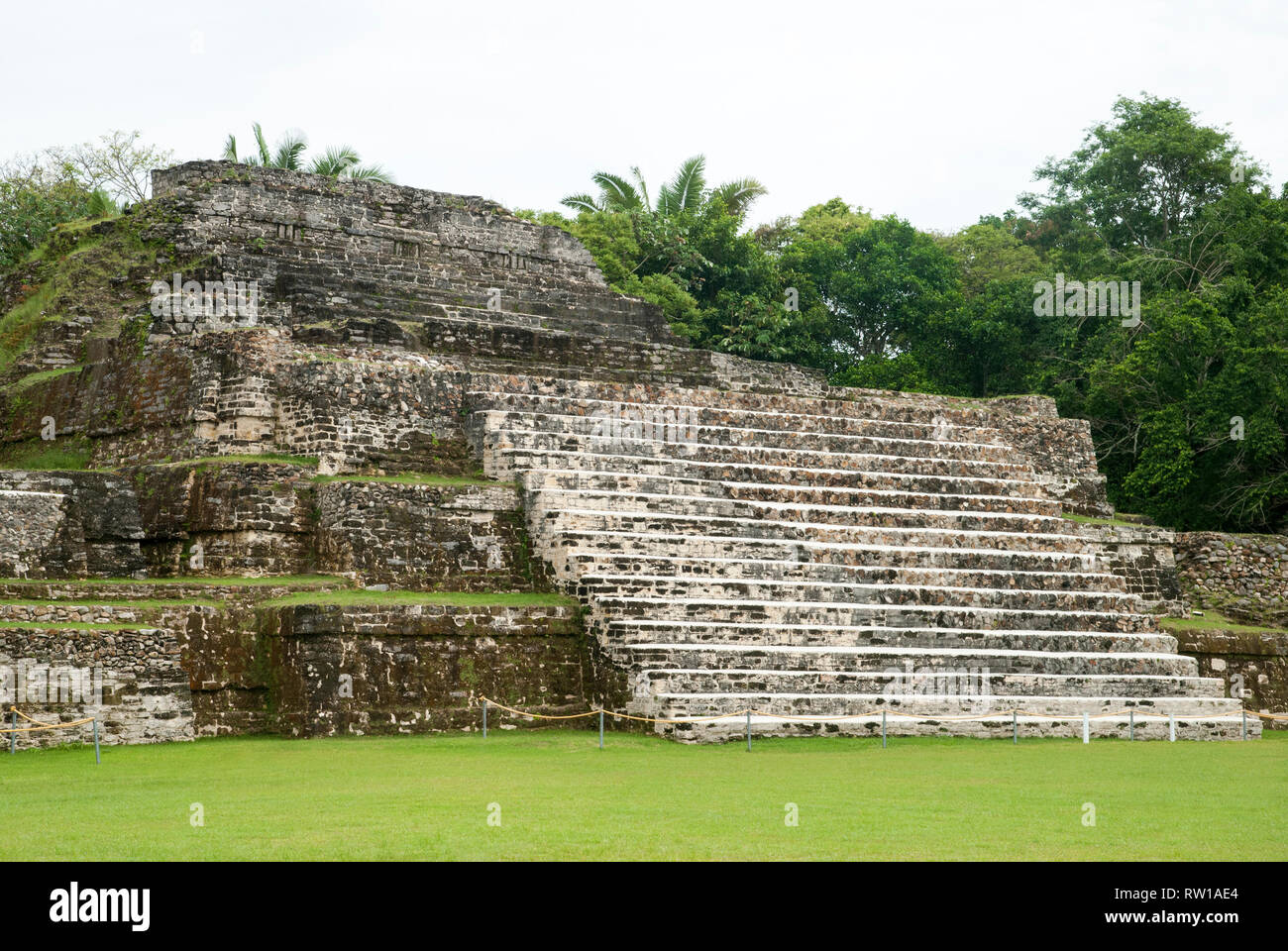 The pyramid in archaeological site of ancient Mayan city Altun Ha ...
