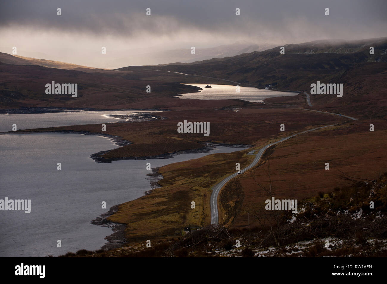 View of Loch Leathan at sunset. Portree. Isle of Skye. Scotland Stock ...