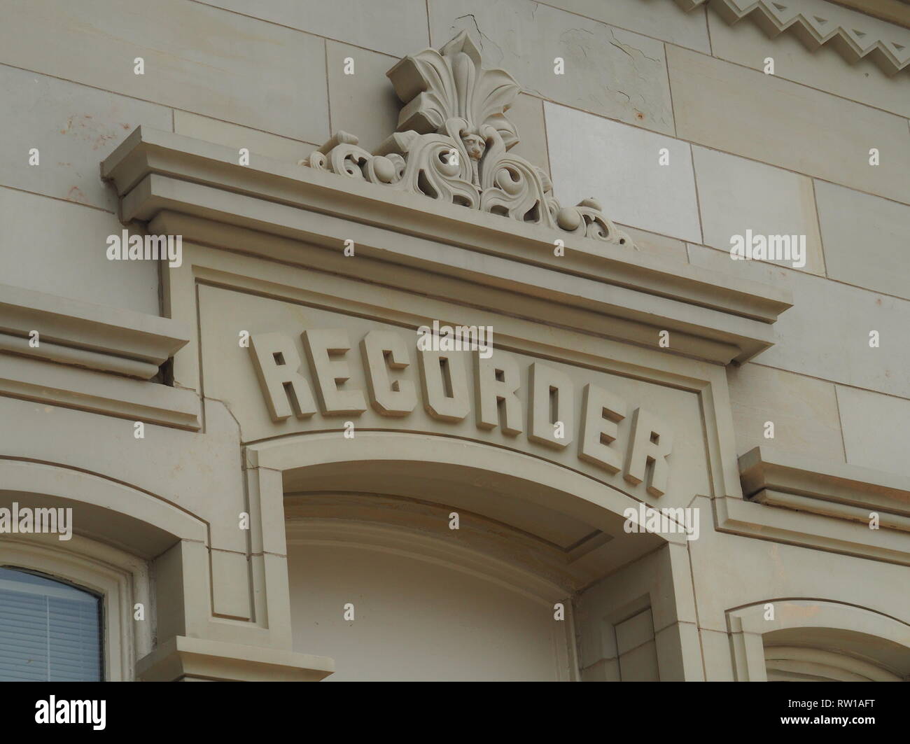 Recorder sign on courthouse building Chillicothe Ohio USA Stock Photo ...