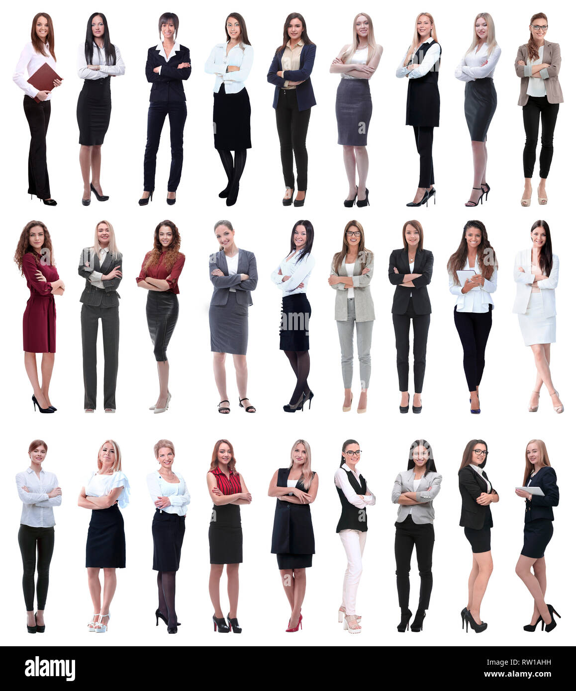 collage of successful modern businesswoman. isolated on white Stock ...