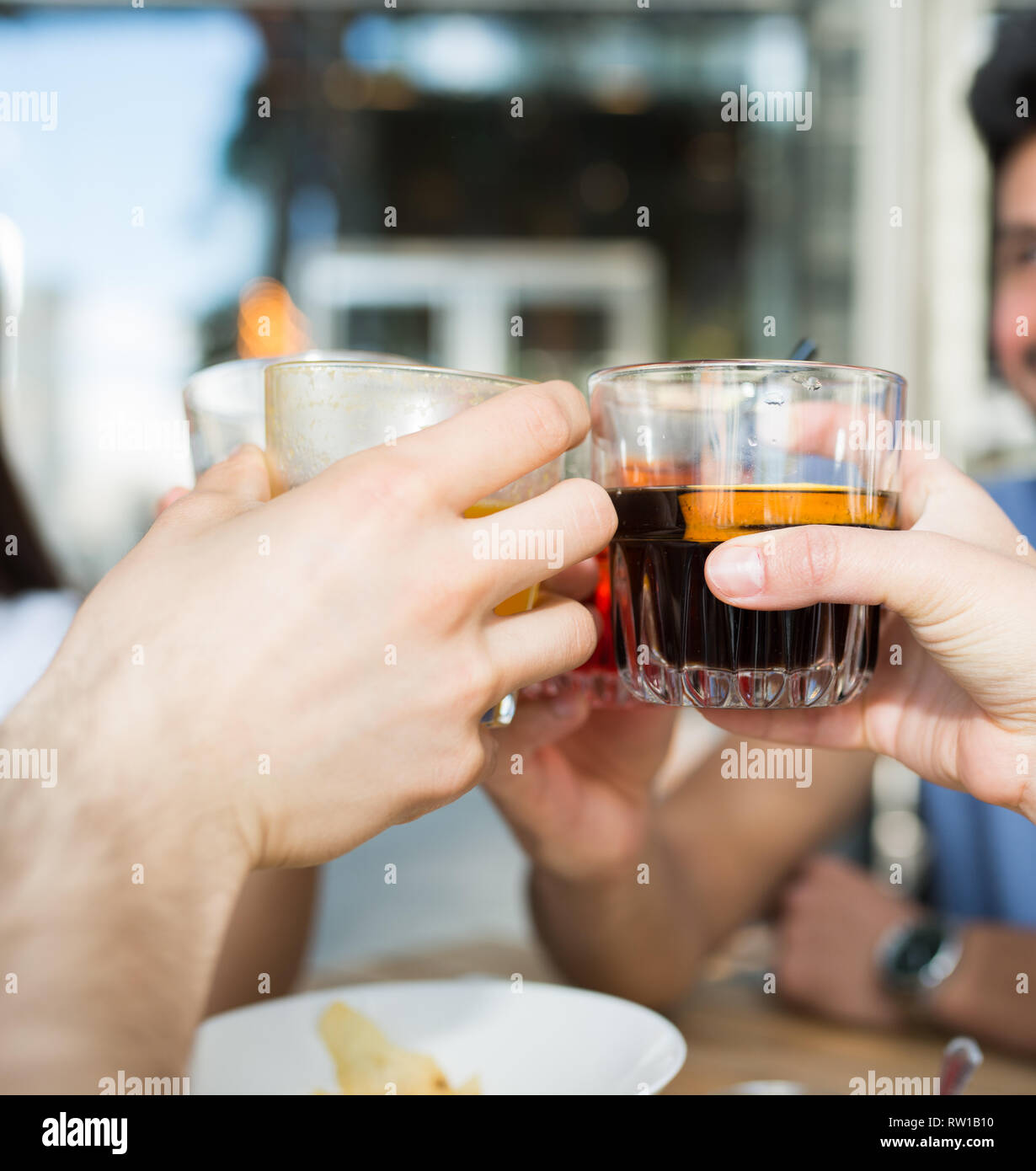 Friends celebration drink, group of friends toasting drinks Stock Photo ...