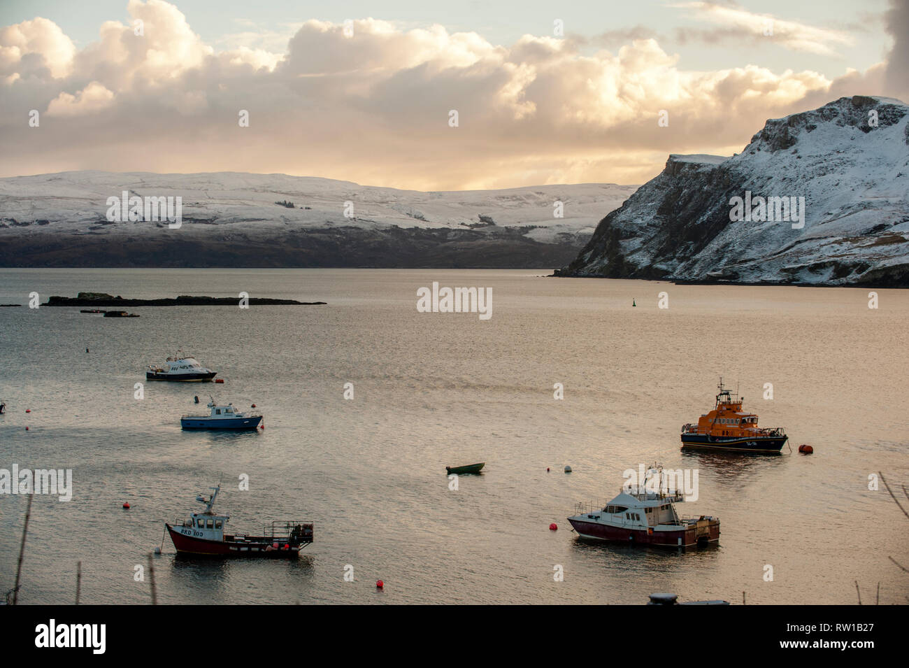 Boats at Loch Portree harbour, Portree. Isle of Skye. Scotland Stock ... Boats at Loch Portree harbour, Portree. Isle of Skye. Scotland Stock ...