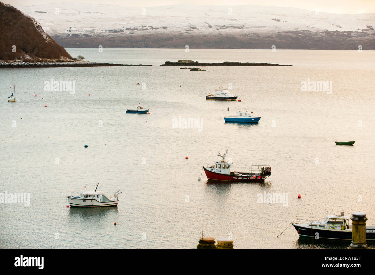 Boats at Loch Portree harbour, Portree. Isle of Skye. Scotland Stock ... Boats at Loch Portree harbour, Portree. Isle of Skye. Scotland Stock ...