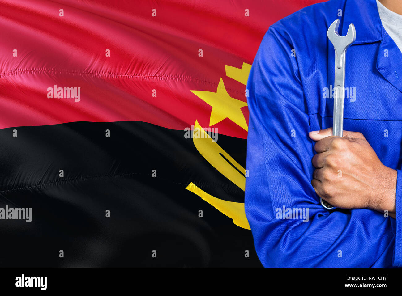 Waving angola flag hi-res stock photography and images - Alamy