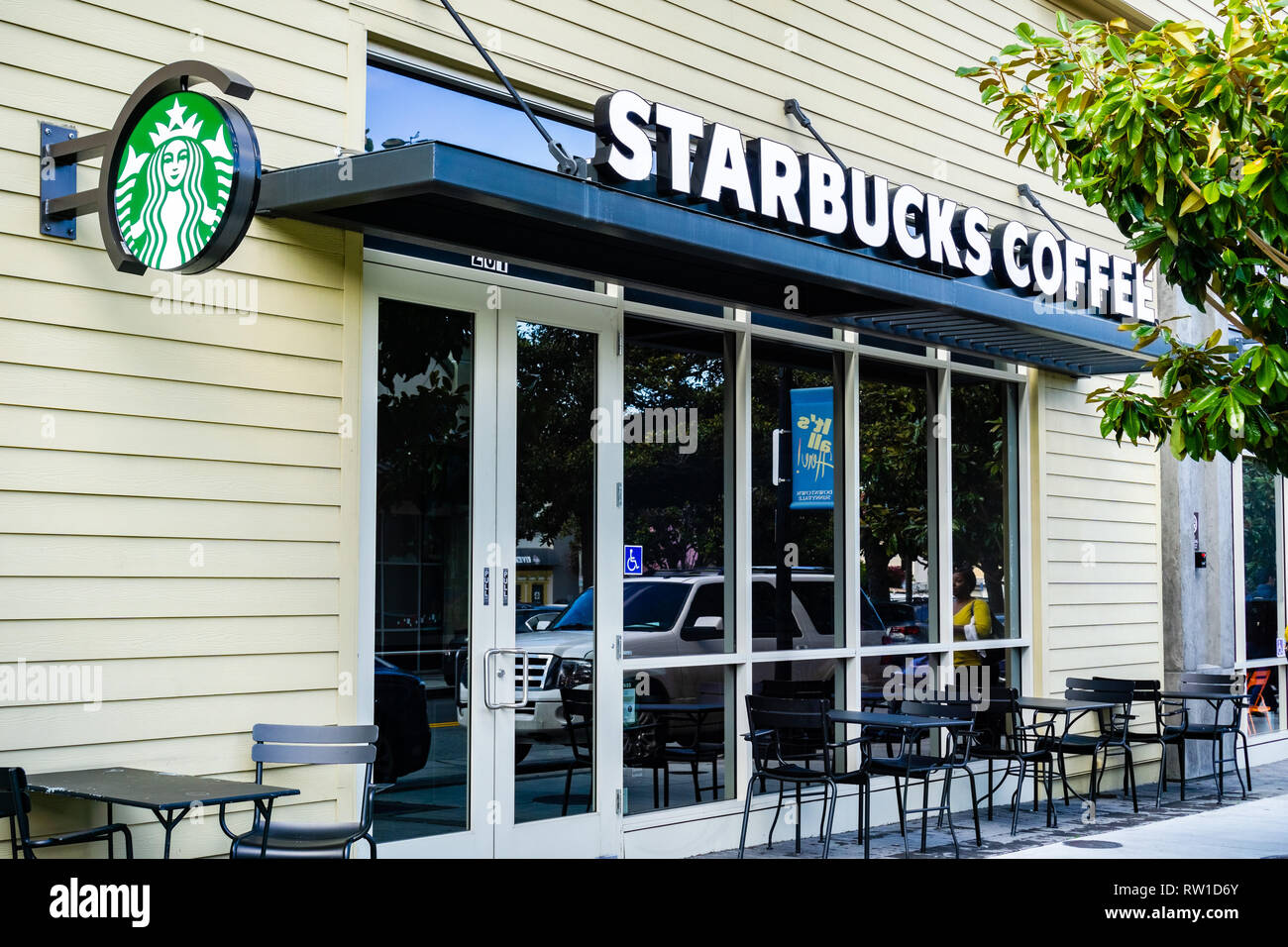 February 28, 2019 Sunnyvale / CA / USA - Exterior view of a Starbucks ...